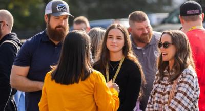 UT Tyler President Dr. Julie Philley offers encouragement during ETBU ...